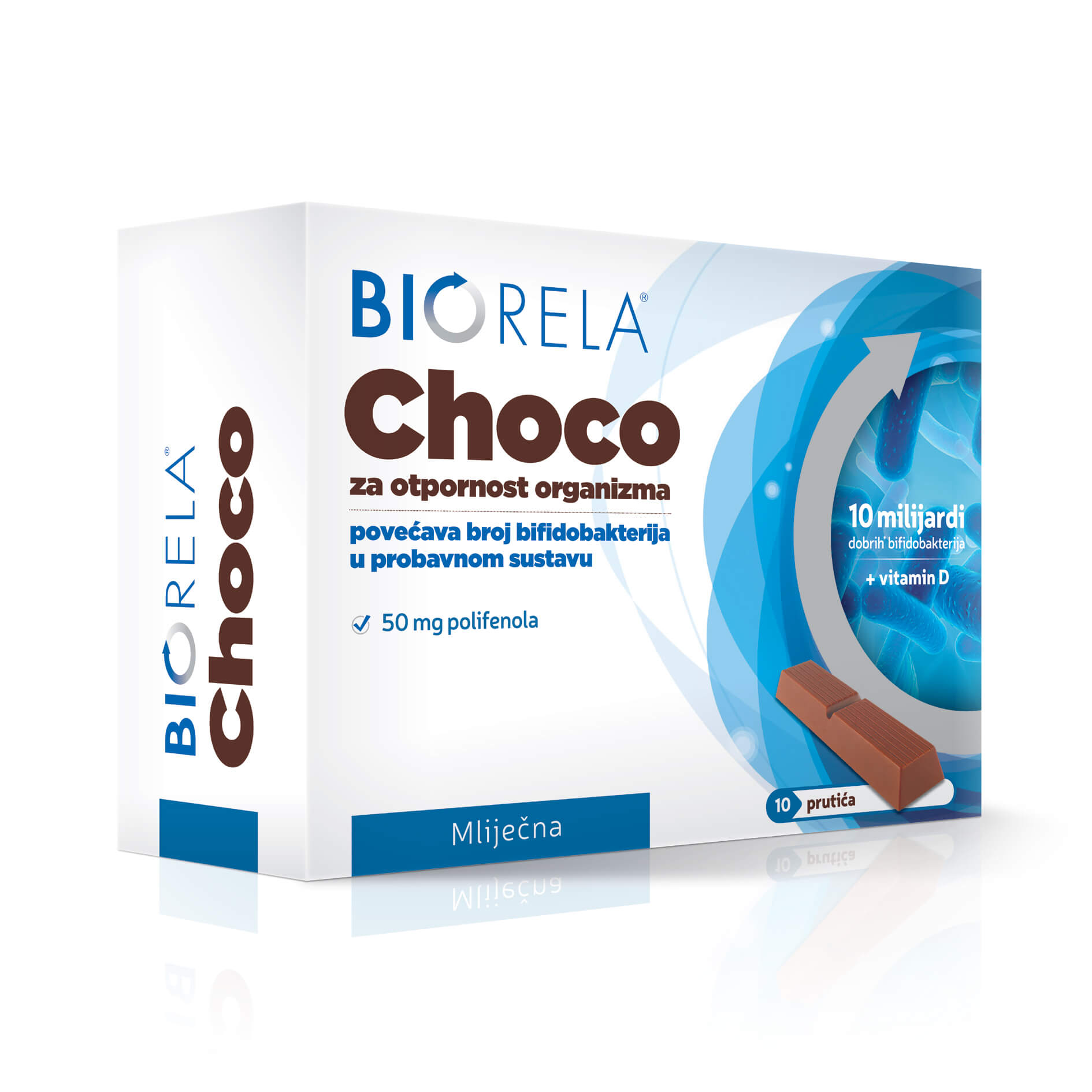 Biorela® Choco mliječna čokolada 10 komada - Pharmeria.hr